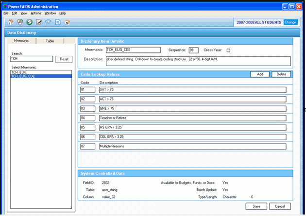 Configure Optional Student Data Elements for Transfer Window